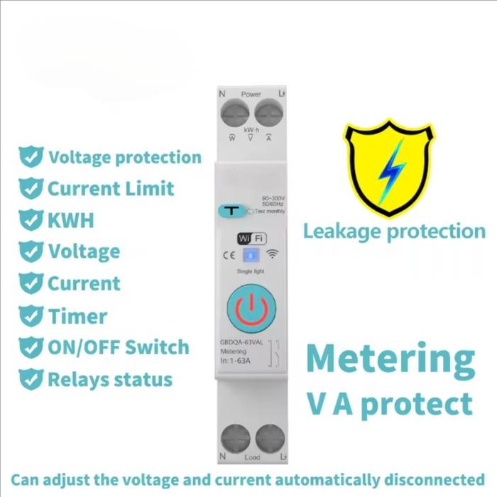 Jual MCB 1 Phase Listrik Otomatis 3 Mode Smart WiFi kWh Meter Timer 300 ...