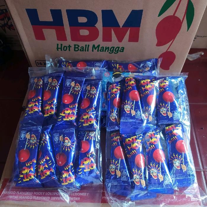 Jual New Permen Lolipop HBM Hot Ball Mangga 1 pack @16 pcs Candy ...