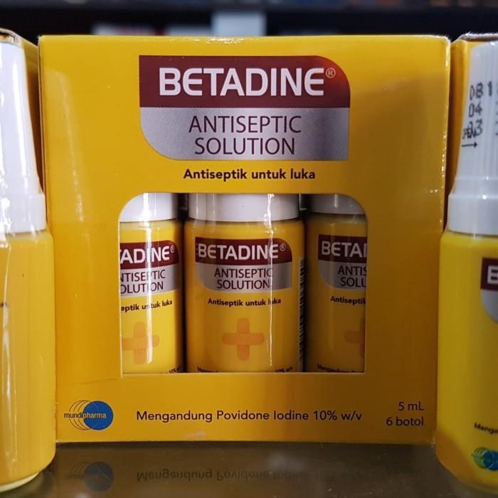 Jual Sedia 1 Box / Pak Betadine Antiseptic Solution 5mL isi 6 botol ...
