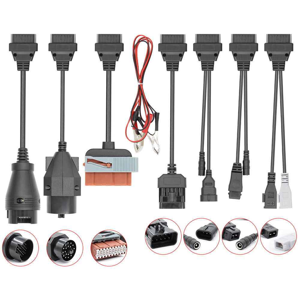 Jual Full Set 8 Truck Car Cables OBD OBD2 Connector Adapter Scanner For ...