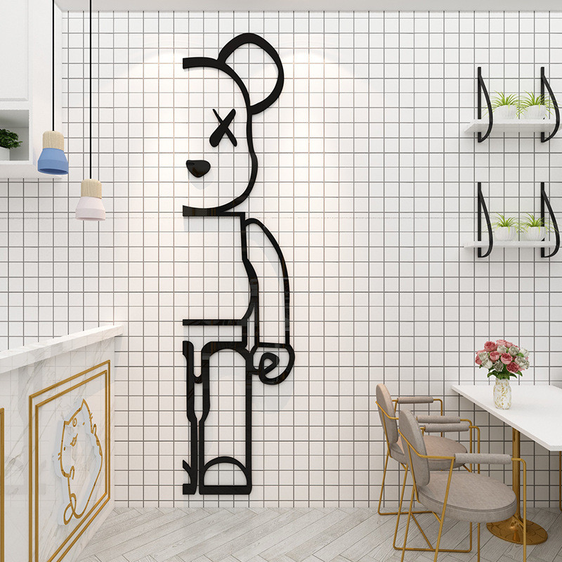 Jual DIY Bearbrick Wall Sticker Y2k Bear Brick Acrylic Mirror Wall ...