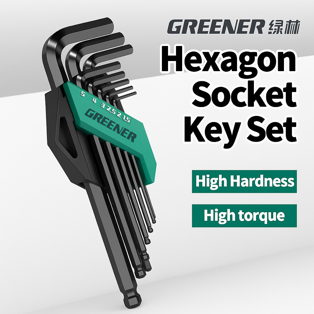 Jual GREENERY Hex Key Allen Wrench Set Hardened Steel Extended ...