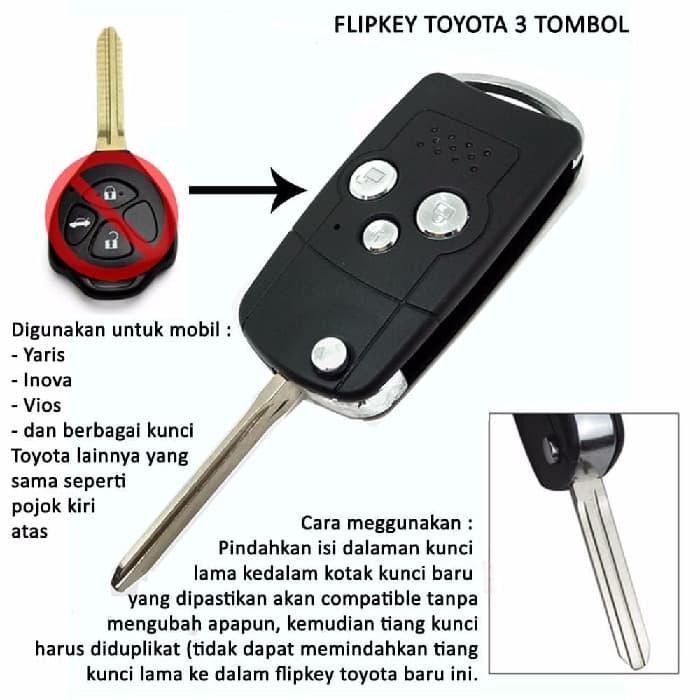 Jual MURAH FLIP KEY TOYOTA INNOVA 3 TOMBOL YARIS FORTUNER CASING KUNCI ...