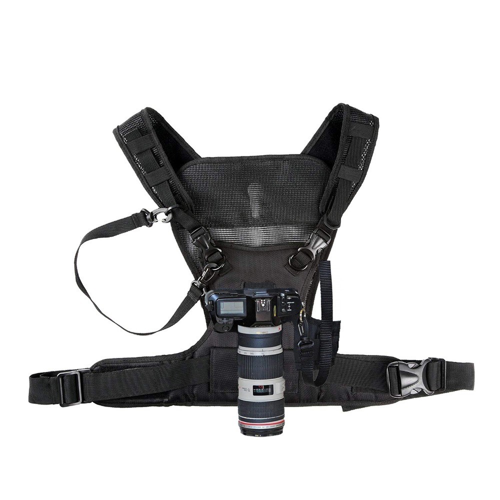 Jual Camera Double Shoulder Strap Chest Harness System Vest Quick ...