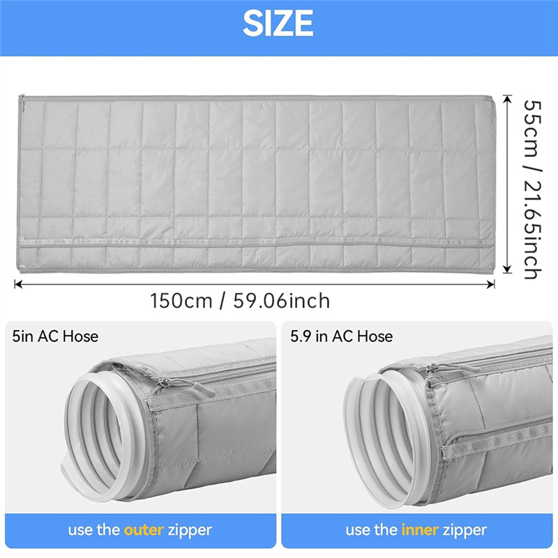 Jual Flyy-Portable Air Conditioner Hose Cover, Zipper Insulated Ac Hose ...