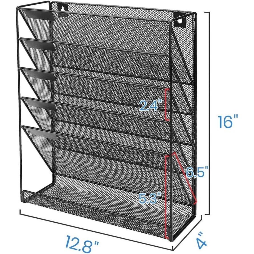 Jual Mesh Hanging Wall File Organizer 6 Tier Vertical Mount, Durable ...