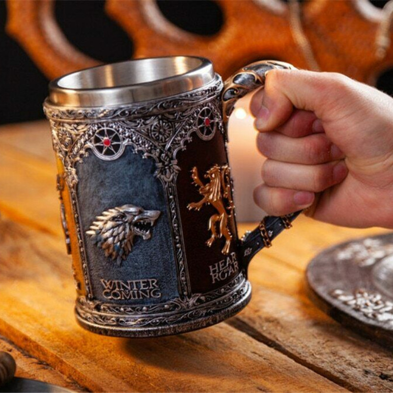 Jual 3D Coffee Beer Mug Dragon Iron Throne Tankard Stainless Steel ...
