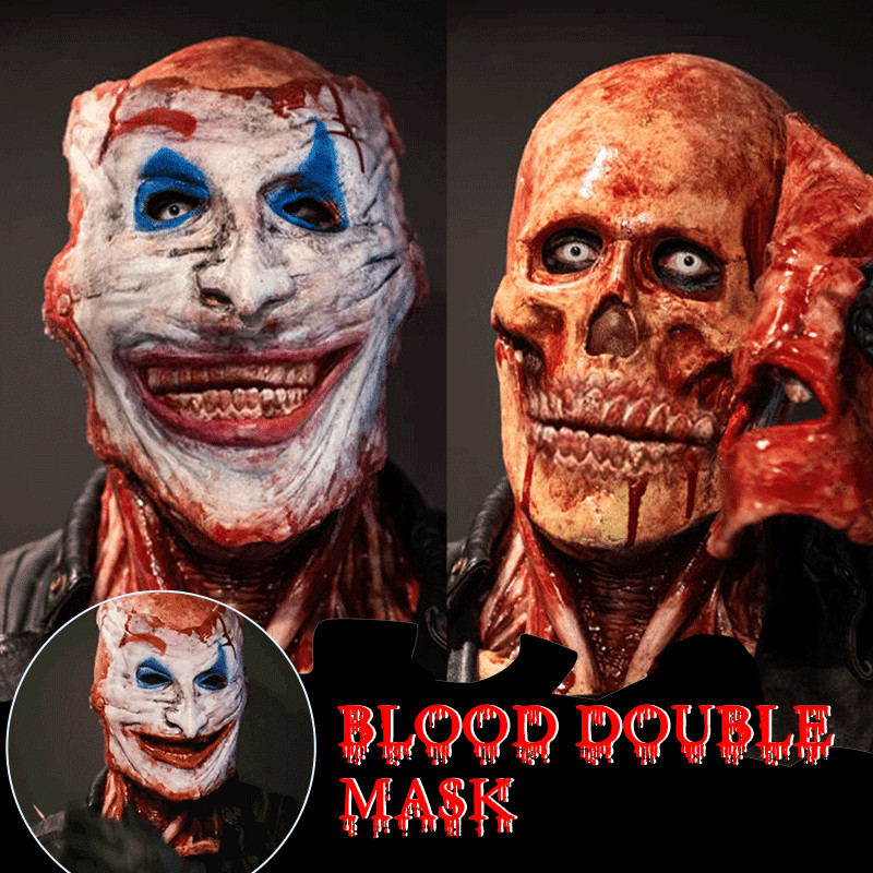 Jual Halloween Double-Layer Ripped Mask Bloody Horror Skull Latex Mask ...