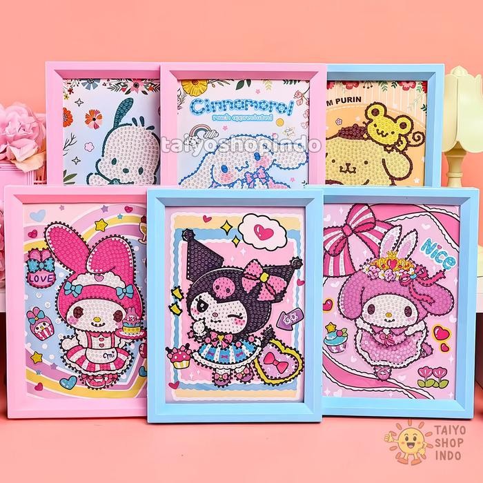 Jual Diy Diamond Painting Photo Frame Labubu Kuromi Melody Cinnamo ...
