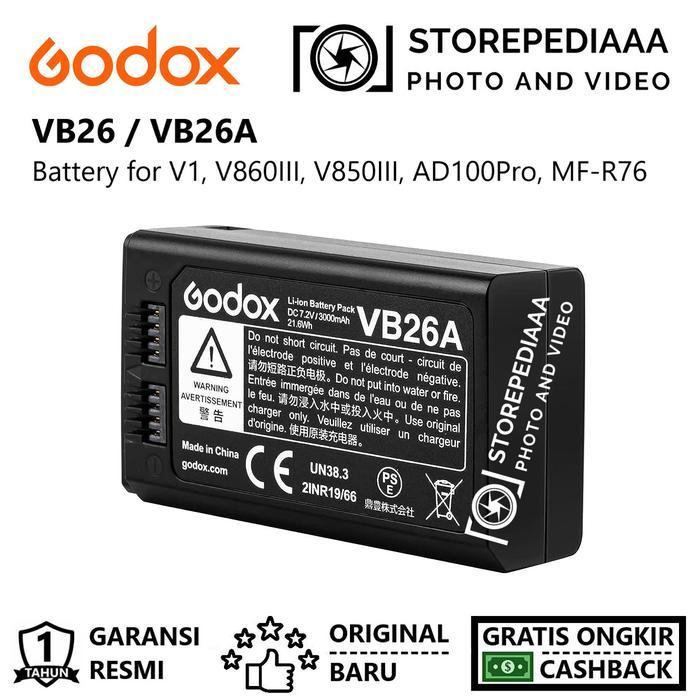 Jual Godox Vb26 Li-Ion Battery Pack For V1 Round Head Flash | Shopee ...