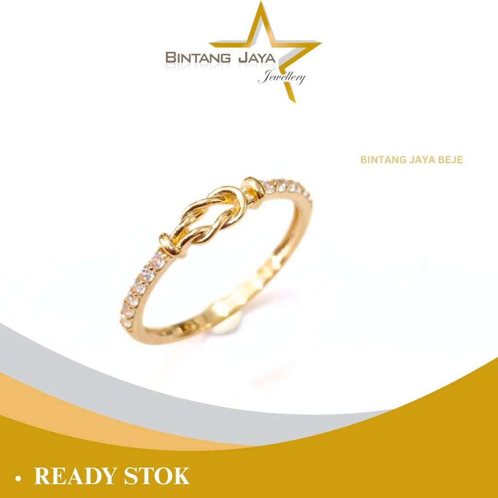 Jual Cincin Emas Putih Simpul Sebaris No 12 - Kadar 16K - Berat 1,17gr ...