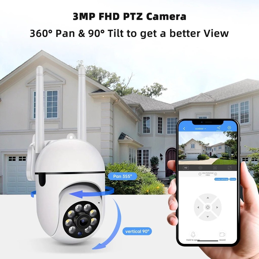 Jual JOOAN 3MP WiFi Camera Home PTZ IP Camera Color Night Audio ...