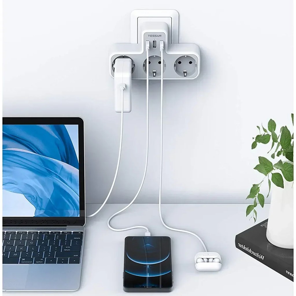 Jual TESSAN EU Plug Power Strip with AC Outlets and USB Charging Ports ...