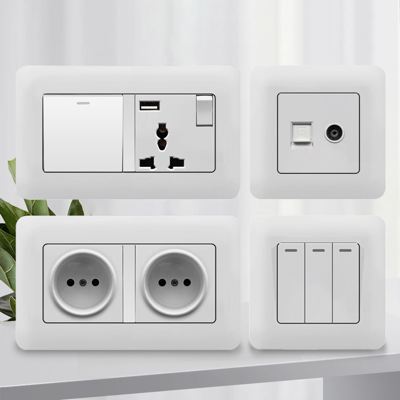 Jual EU Russian White Wall Switch Outlets Socket With Panel Switches ...