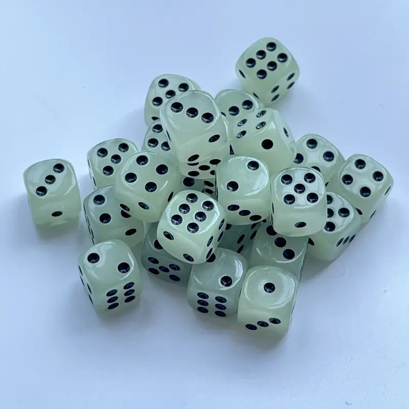 Jual 10pcs/set Luminous Dice, 16mm Circular Black Dot Dice, Nightclub ...