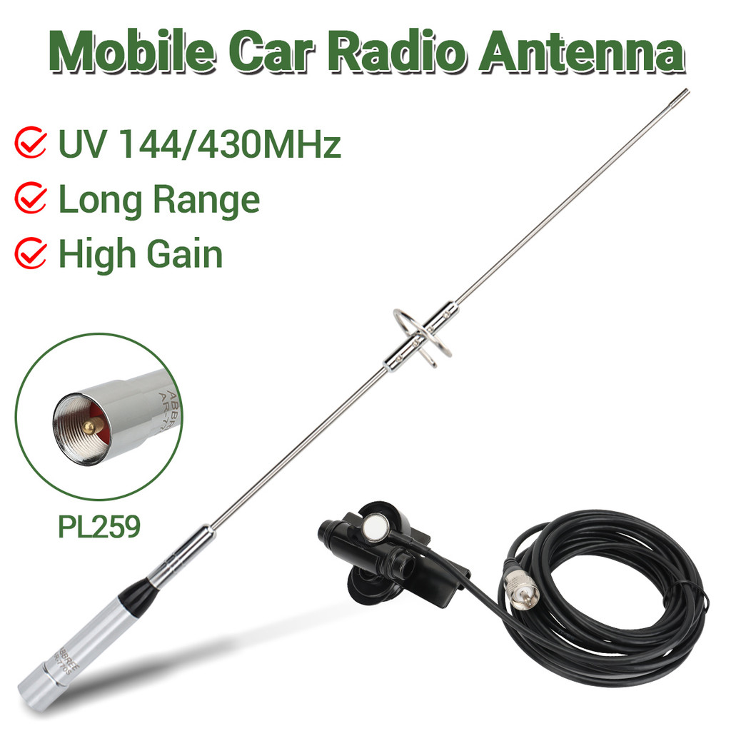 Jual Abbree Ar-770S Mobile Car Antenna Pl259 Dual Band High Gain For ...