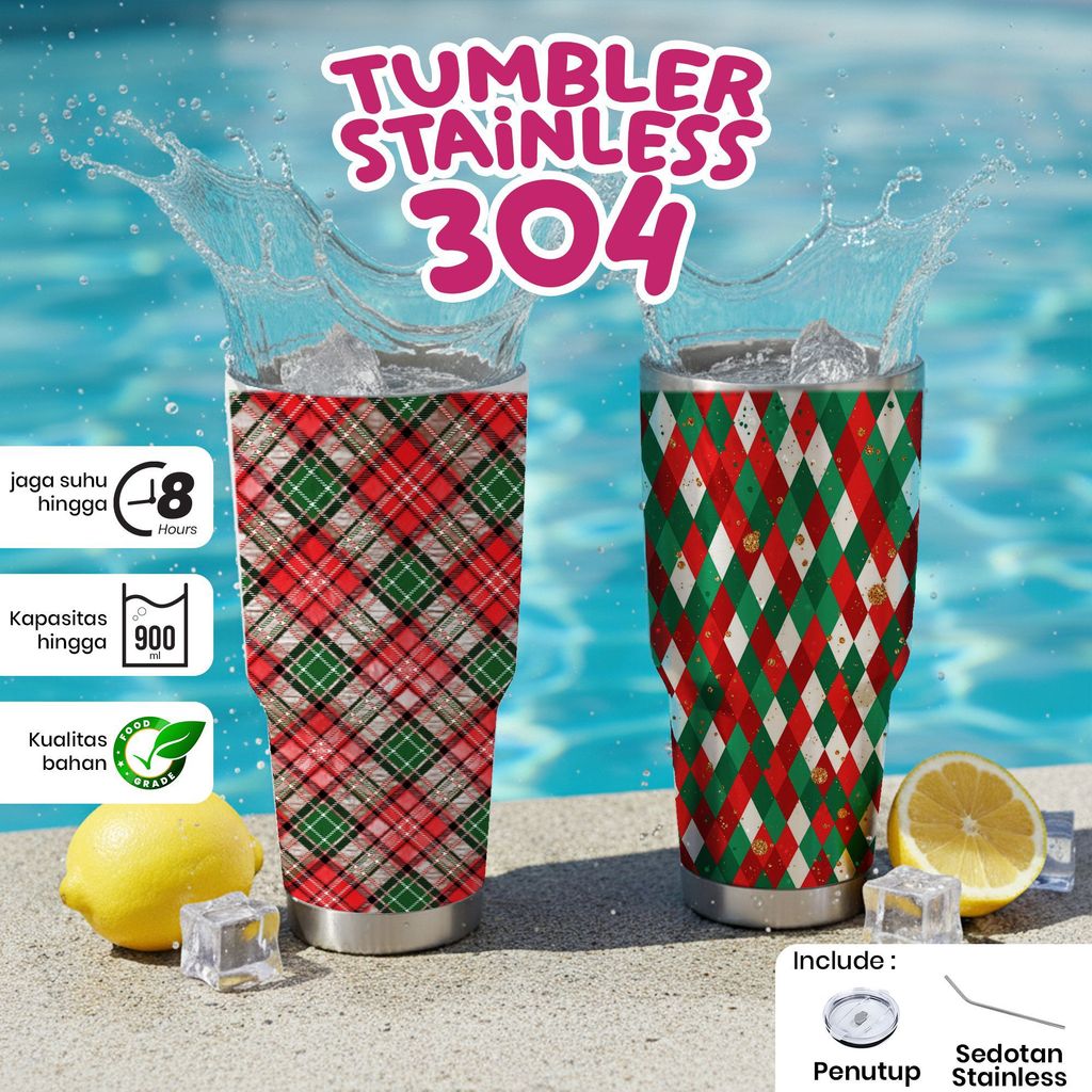 Jual Tumbler Stainless Steel 304 Kapasitas 900ml dengan Desain Merah ...