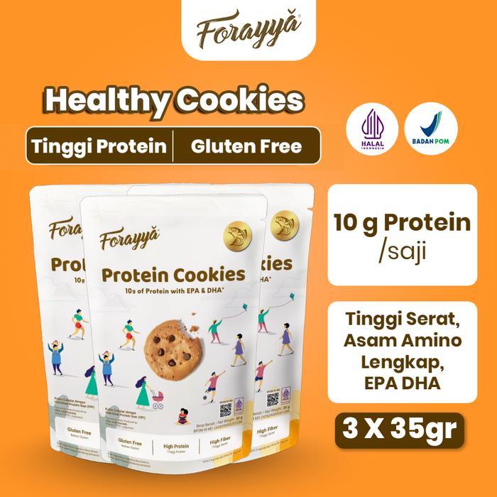 Jual 3 PCS Protein Cookies Forayya Cemilan Sehat Gluten Free Tinggi ...
