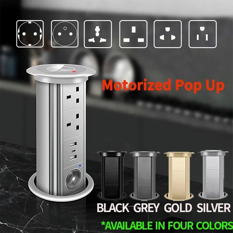 Jual Motorized Lifting Pop Up Tower Power Outlet Hidden Mounted Kitchen ...