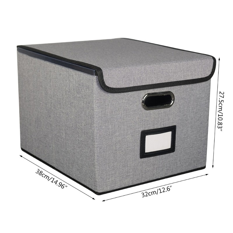 Jual Collapsible Fabric Storage Box with Lid File Organizer Box Linen ...