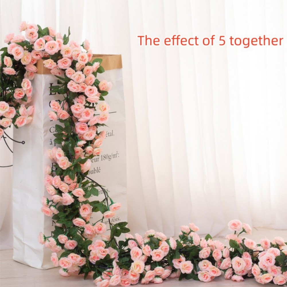 Jual Flower Garland Flower Vines Artificial Rose Vines Hanging Fake Flower Wall Decor Vines Ivy ...