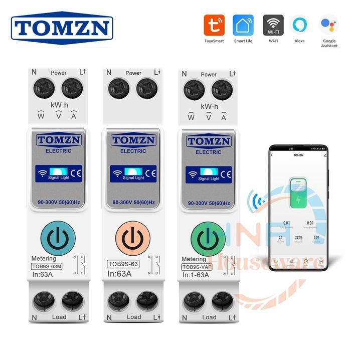 Jual MCB AC Smart KWH Meter TUYA smartlife 1- 63A TOMZN 1P+N WIFI Smart ...