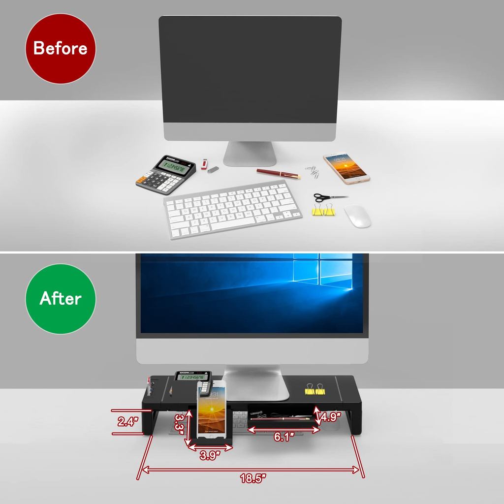 Jual RGB Computer Monitor Stands Riser Desk with USB3.0 Port Keyboard ...