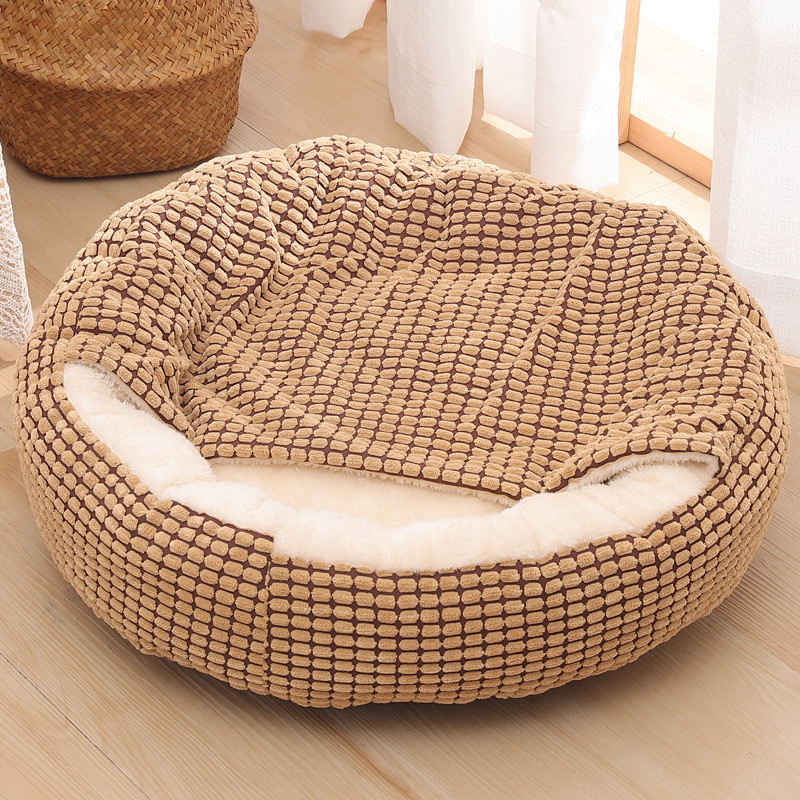 Jual Round Animal Bed Pet Bed Soft Fleece Thicken Nest Dog Kennel Cat ...