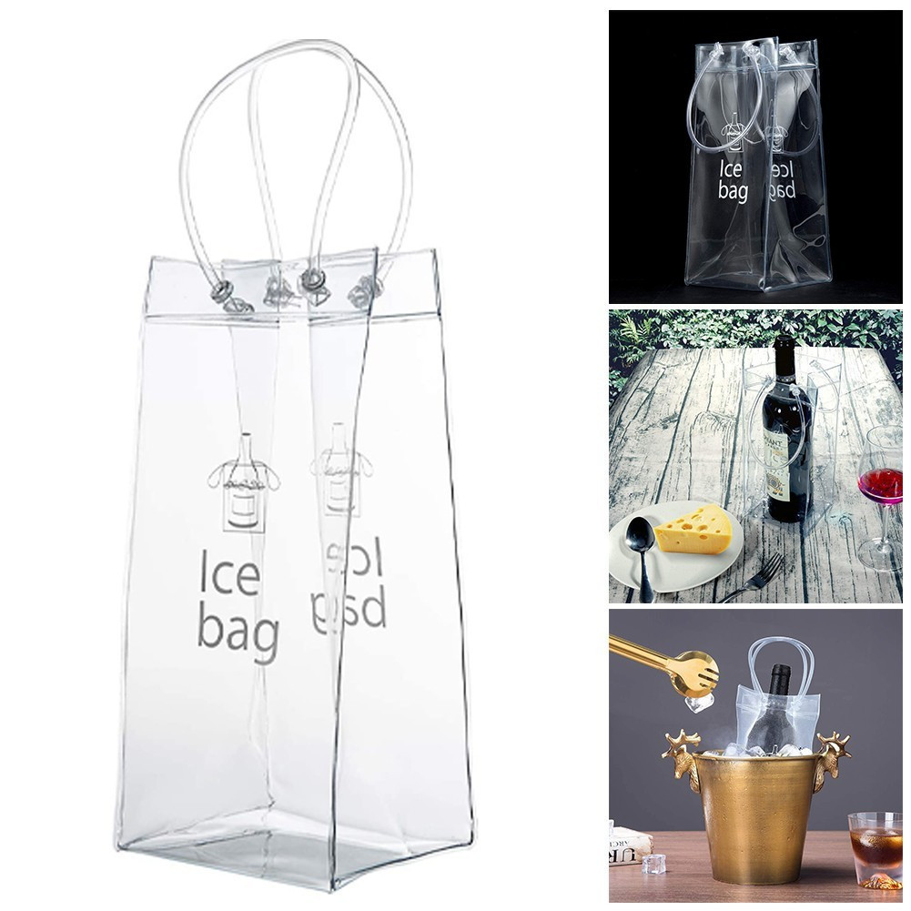 Jual 1/2Pcs Ice Bags Pvc Transparent Cooler Clear Pouch Ice Bucket ...