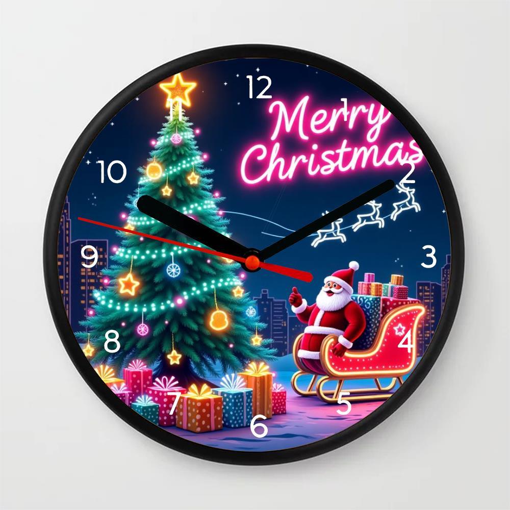 Jual Jam Dinding Natal Neon dengan Pohon Natal Berornamen Warna-warni ...
