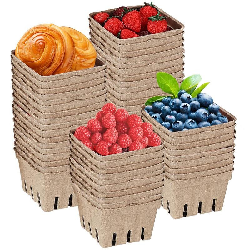 Jual Berry Baskets Bulk 50pcs Square Berry Picking Basket Natural ...