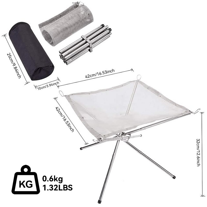 Jual Outdoor Portable Camping Fire Pit Burning Rack Brazier Stand Stove ...