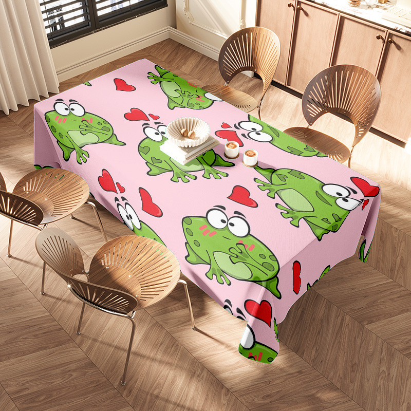 Jual Animal Print Tablecloth Green Frog Design Round Dining Table Cover ...