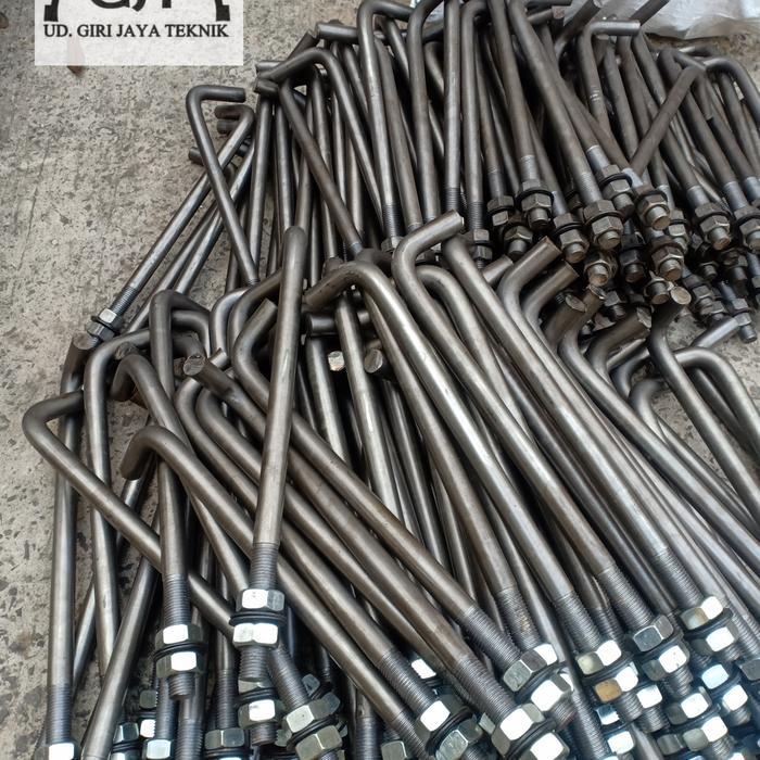 Jual vcju- Angkur L Uk 22 Panjang 50Cm+2Nut+2Ring(Besi Beton Hitam ...