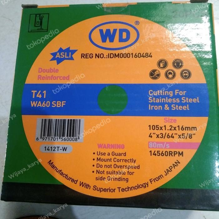 Jual Rubu Wd Potong 4" Gerinda, Mata Gerinda Potong Besi / 1 Dus Isi 20 ...