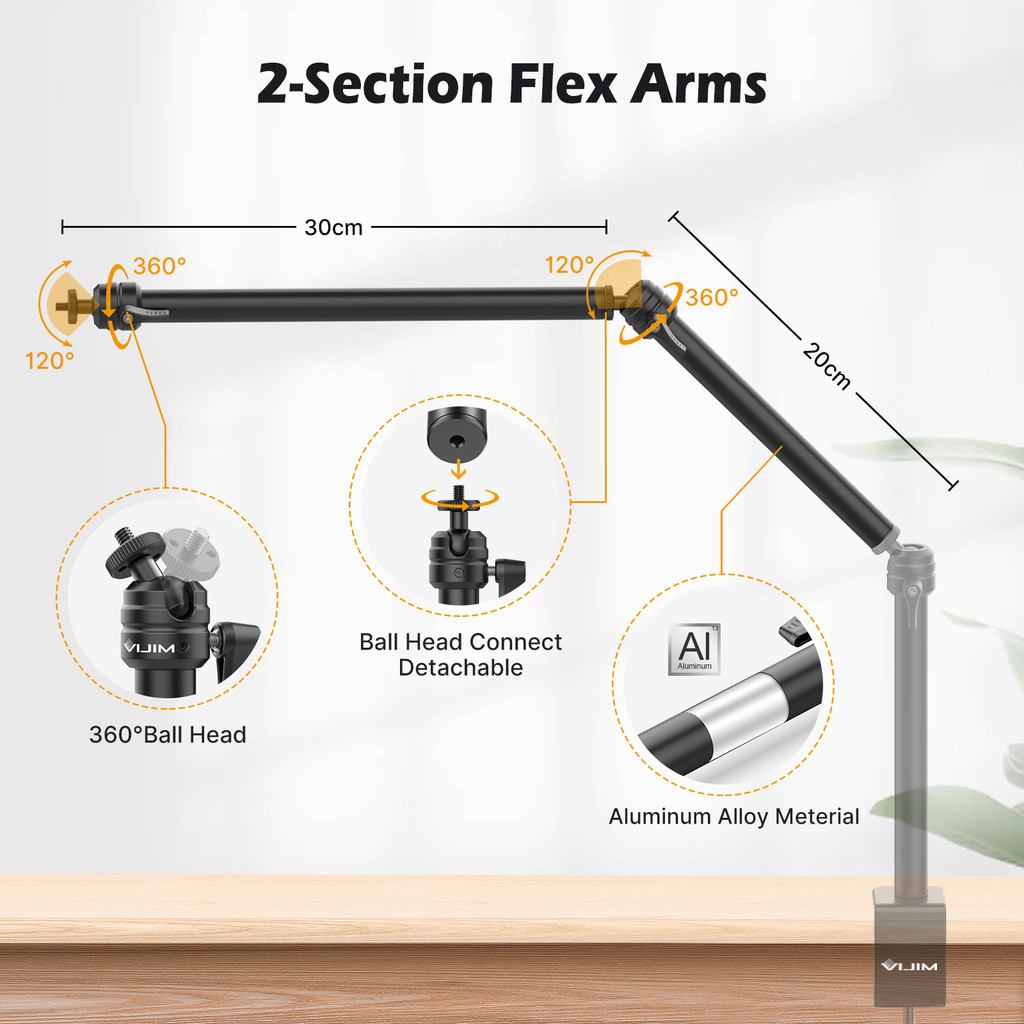Jual VIJIM LS06 Tripod Boom Cross Arm Camera Extension Flexible Arm ...