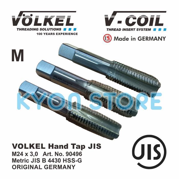 Jual Hand Tap Jis M24 X 3,0 Volkel Art. No. 90496 Metric Jis B 4430 Hss ...