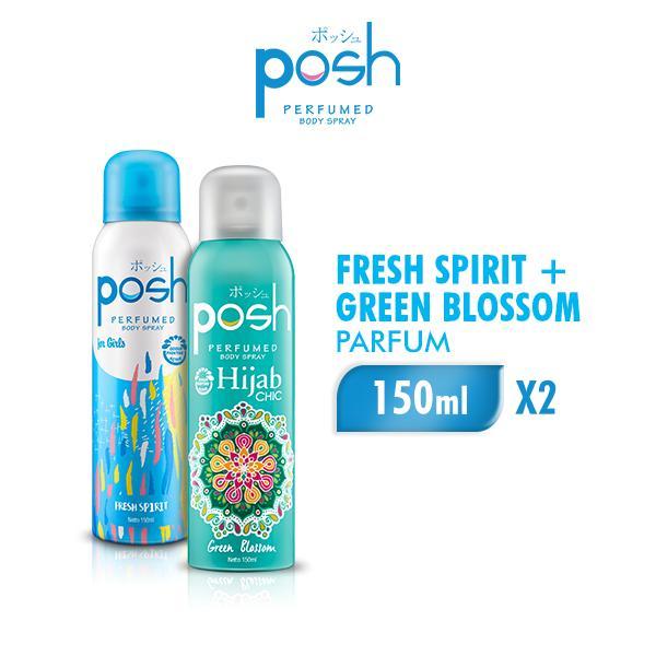 Jual NewsGan- Posh Body Spray Fresh Spirit + Hijab Green Blossom 150 Ml ...