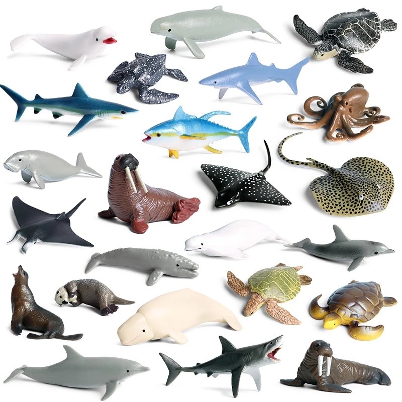 Jual New Mini Sea Life Animals Dolphin Crab Shark Turtle Model Action ...