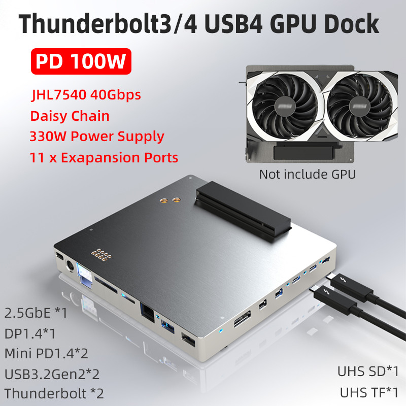 Jual USB4 Thunderbolt GPU Dock 100W PD 40Gbps PCIE 3.0 for Notebook ...