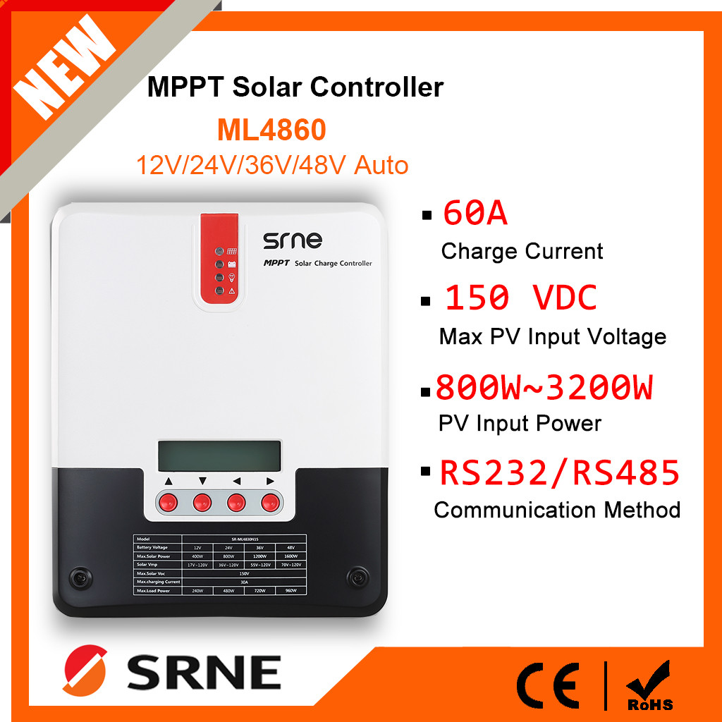 Jual SRNE MPPT 60A Solar Charge Controller 12V 24V 36V 48V Auto LCD ...