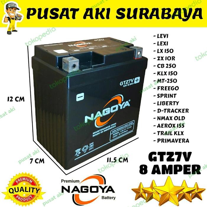 Jual Original Nagoya Gtz7V 8 Amper Accu Kering Motor Nmax Aerox Cbr 250 ...