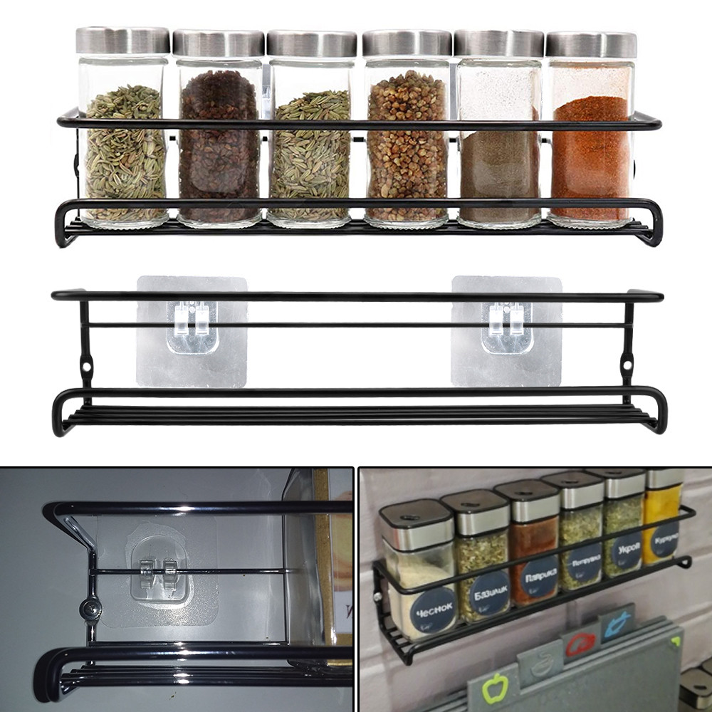 Jual 2Pcs Single Layer Spice Jar Storage Rack Metal Hanging Racks ...