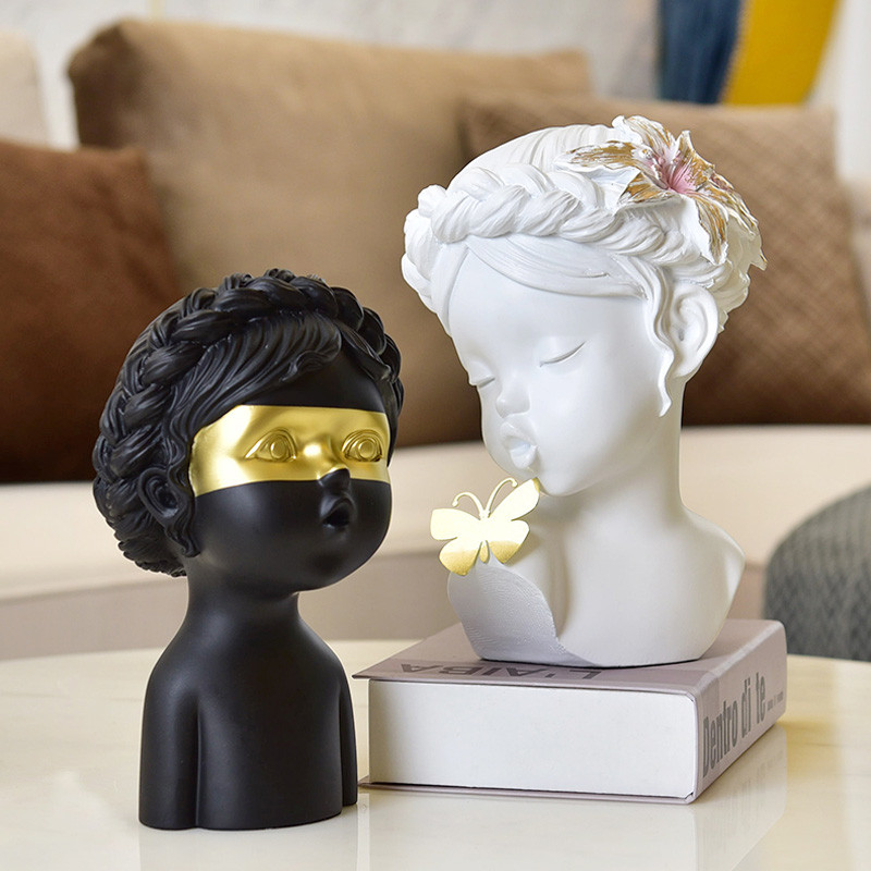 Jual Nordic Creative Girl Butterfly Statue Baby Angel Sculpture Resin ...