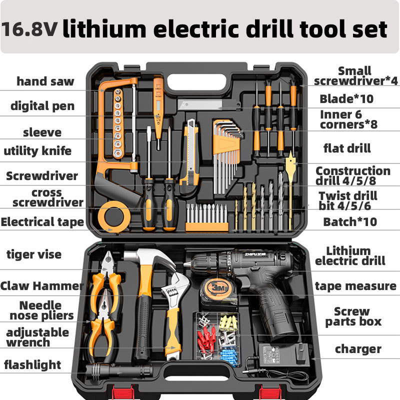 Jual Complete Tool Set Drill Hand Toolbox Home Repair Tool Kit ...
