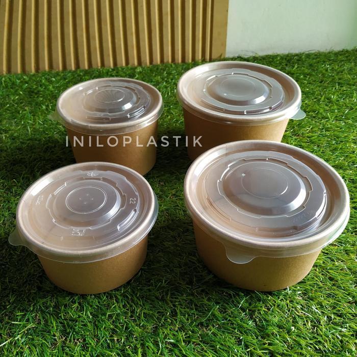 Jual Paper Bowl Brown Polos 650ml / Kraft Paper Bowl 650 ml Cokelat ...