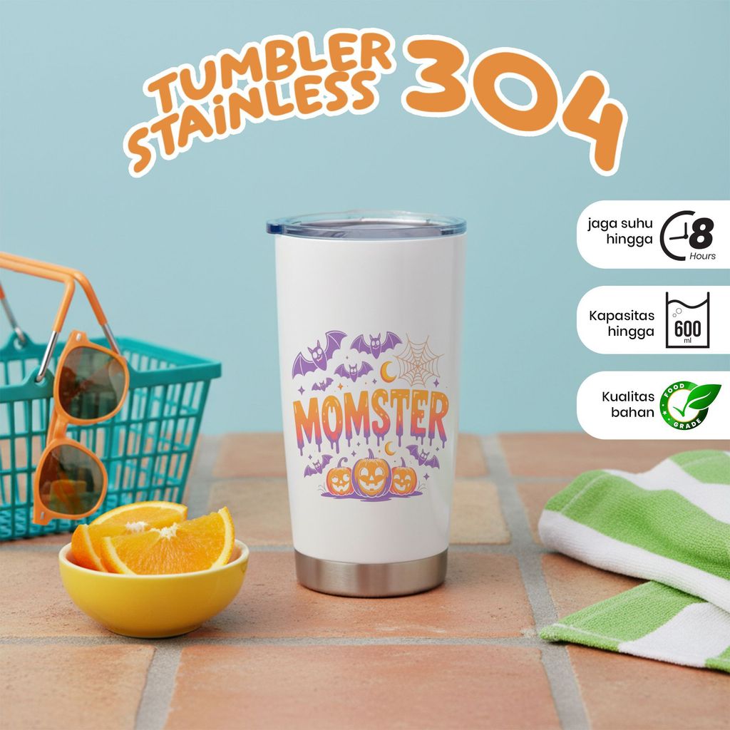 Jual Tumbler Stainless 304 Halloween MOMSTER 600ml Gelas Berdesain ...
