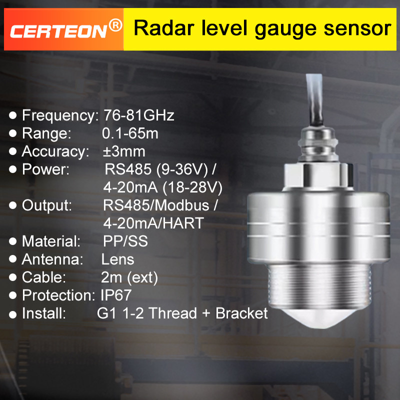 Jual PP/Stainless Steel Radar Level Sensor 4-20mA RS485 Water Level ...