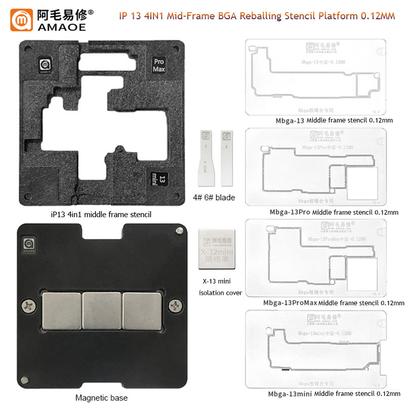 Jual Amaoe For iPhone X/11/12/13/14/15 Pro MAX Middle Frame BGA ...