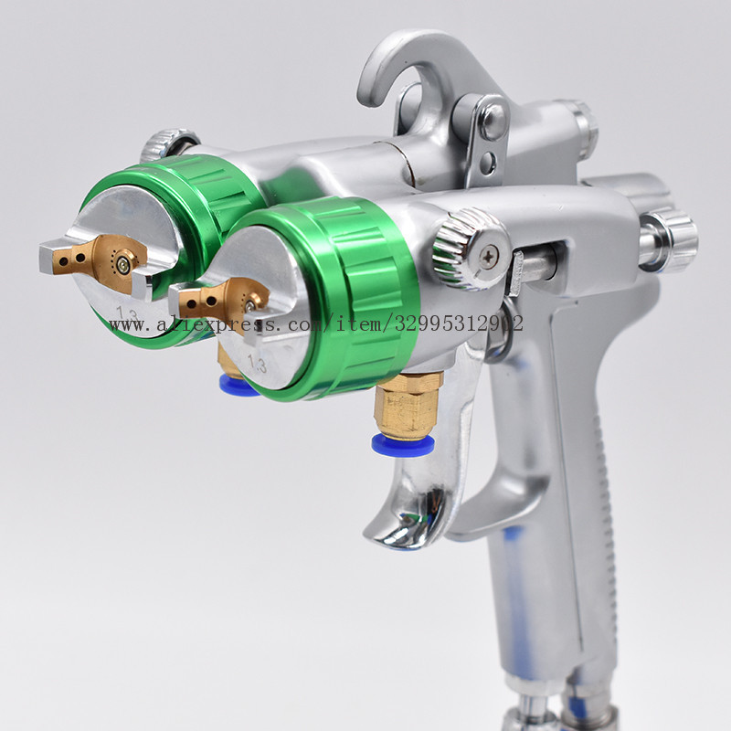 Jual Nano Chrome Spray Gun Double Nozzle Paint Sprayer with 2pcs Tank 1 ...